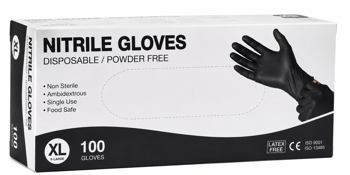 Nitrile Black Gloves Powder-Free Extra Large (XL) 100’s — Fast Direct ...