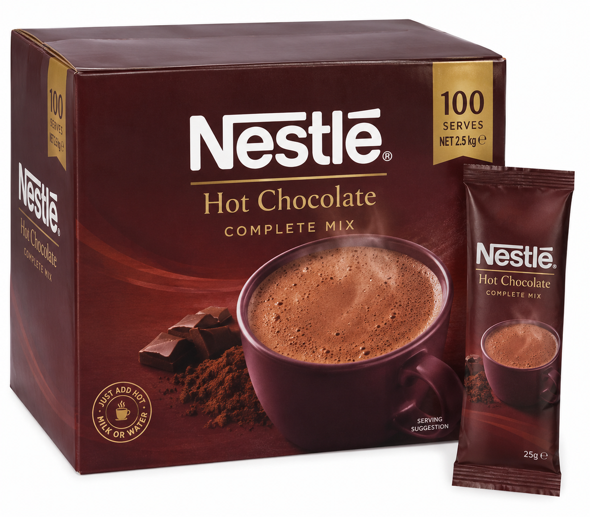 Nestlé Hot Chocolate Sachets 100 x 25g — Fast Direct Packaging